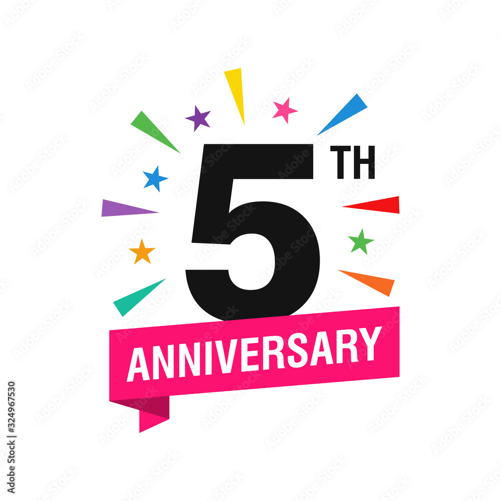 5th Years Anniversary Logo Design Vector Stock Vector | Adobe Stock