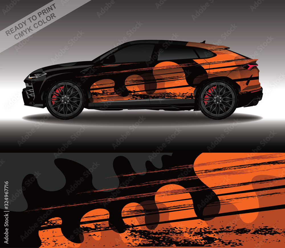 Car wrap decal design vector, custom livery race rally car vehicle ...