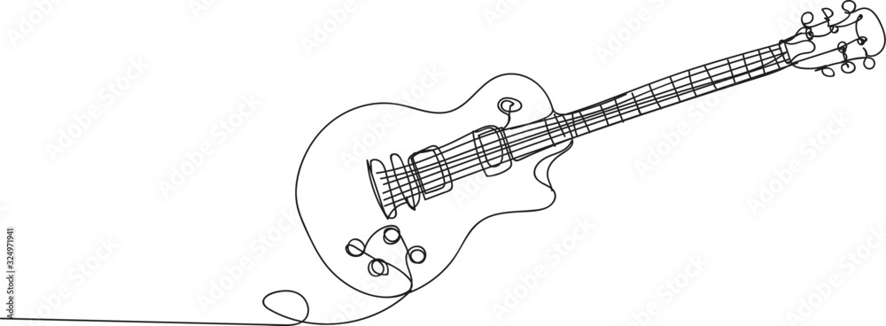 electric guitar , line drawing style,vector design Stock Vector | Adobe ...