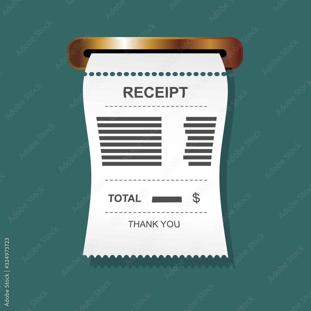 The concept of receiving a check about payment. Receipt icon, paper ...