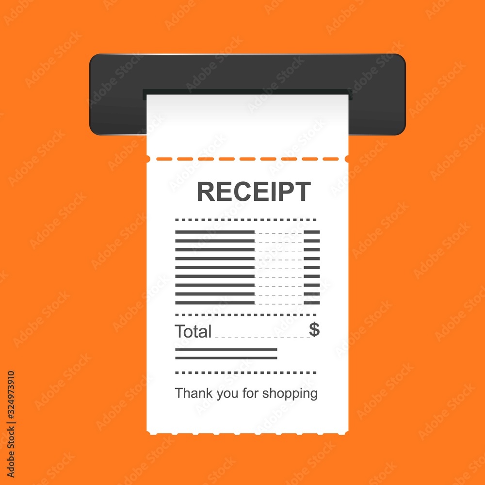 The concept of receiving a check about payment. Receipt icon, paper ...