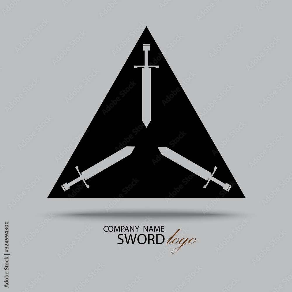 sword logo. vector of swords. Stylized Black Metal Battle Sword vector ...