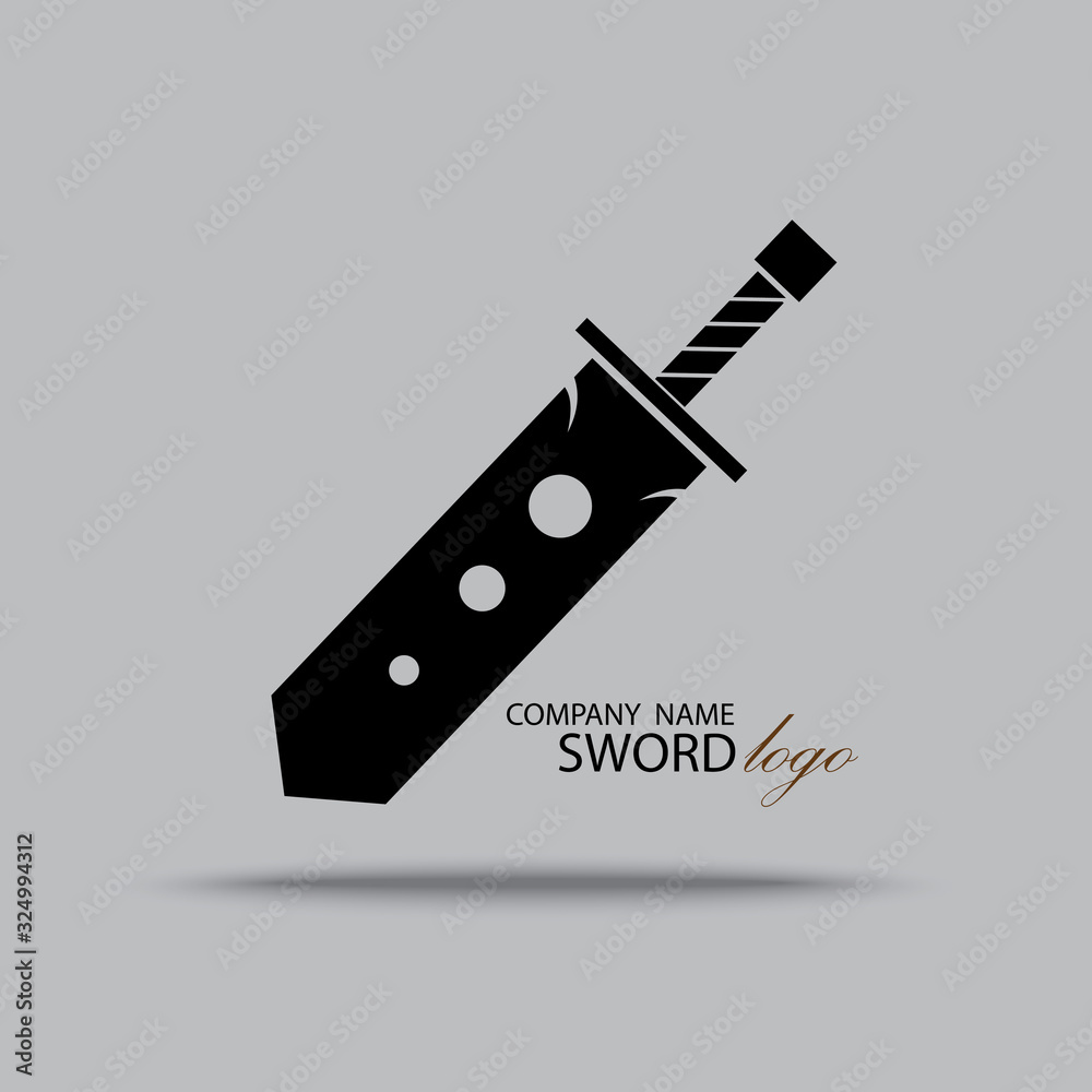 sword logo. vector of swords. Stylized Black Metal Battle Sword vector ...