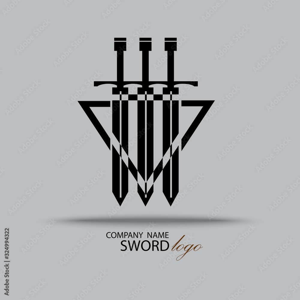 sword logo. vector of swords. Stylized Black Metal Battle Sword vector ...