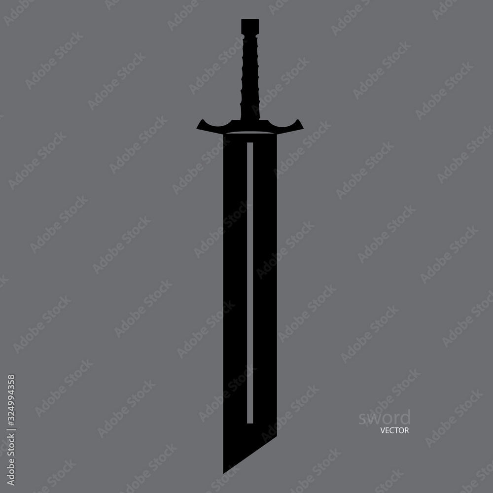 sword logo. vector of swords. Stylized Black Metal Battle Sword vector ...