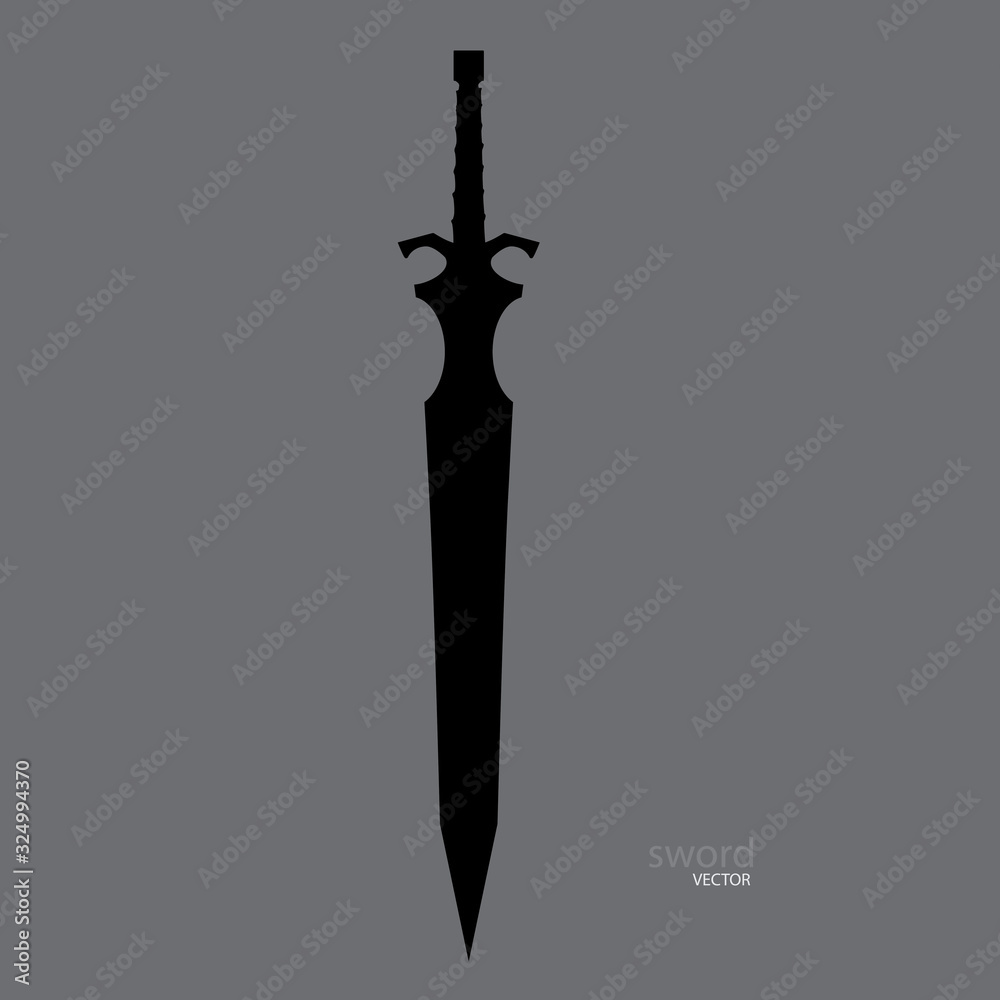sword logo. vector of swords. Stylized Black Metal Battle Sword vector ...