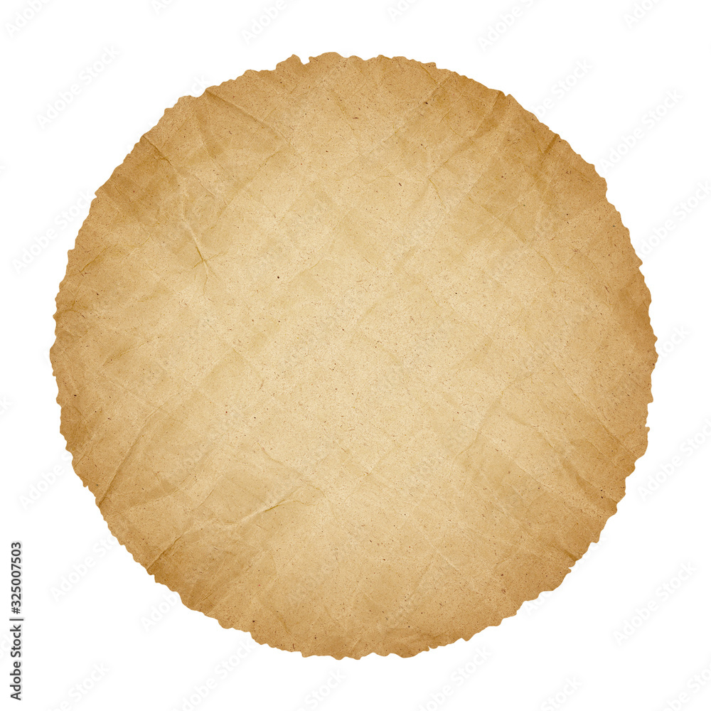 Old paper circle uneven edges vintage isolated on white with clipping ...