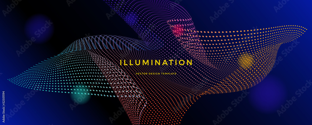 Abstract festival background with flowing shapes and small particles ...