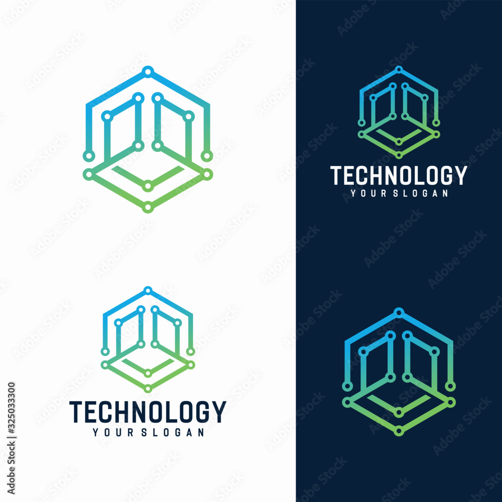 Hexagonal technology Logo designs template Stock Vector | Adobe Stock