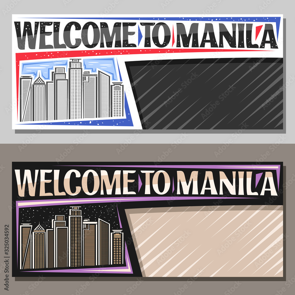 Vector layouts for Manila with copy space, voucher with outline ...