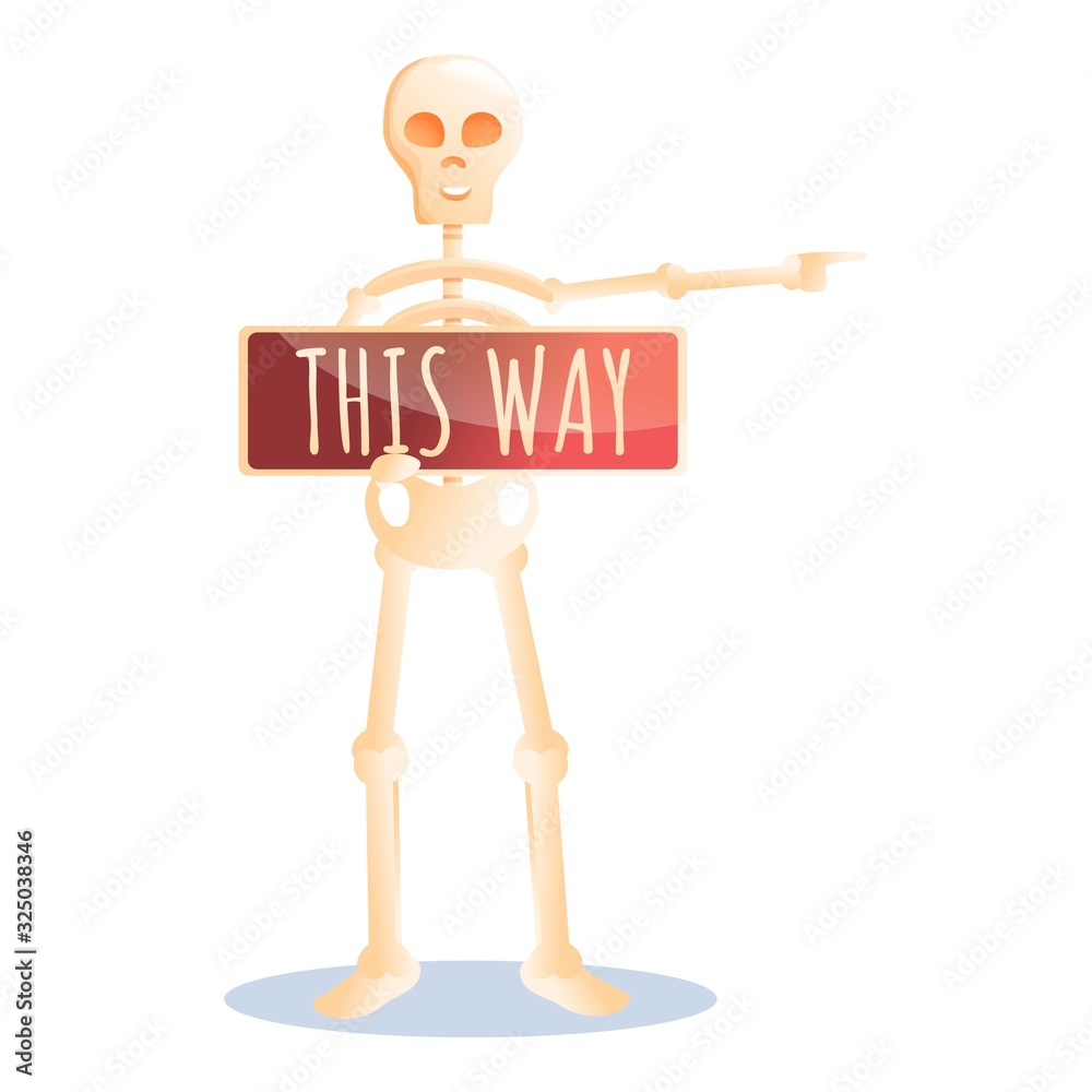 Skeleton show this way icon. Cartoon of skeleton show this way vector ...