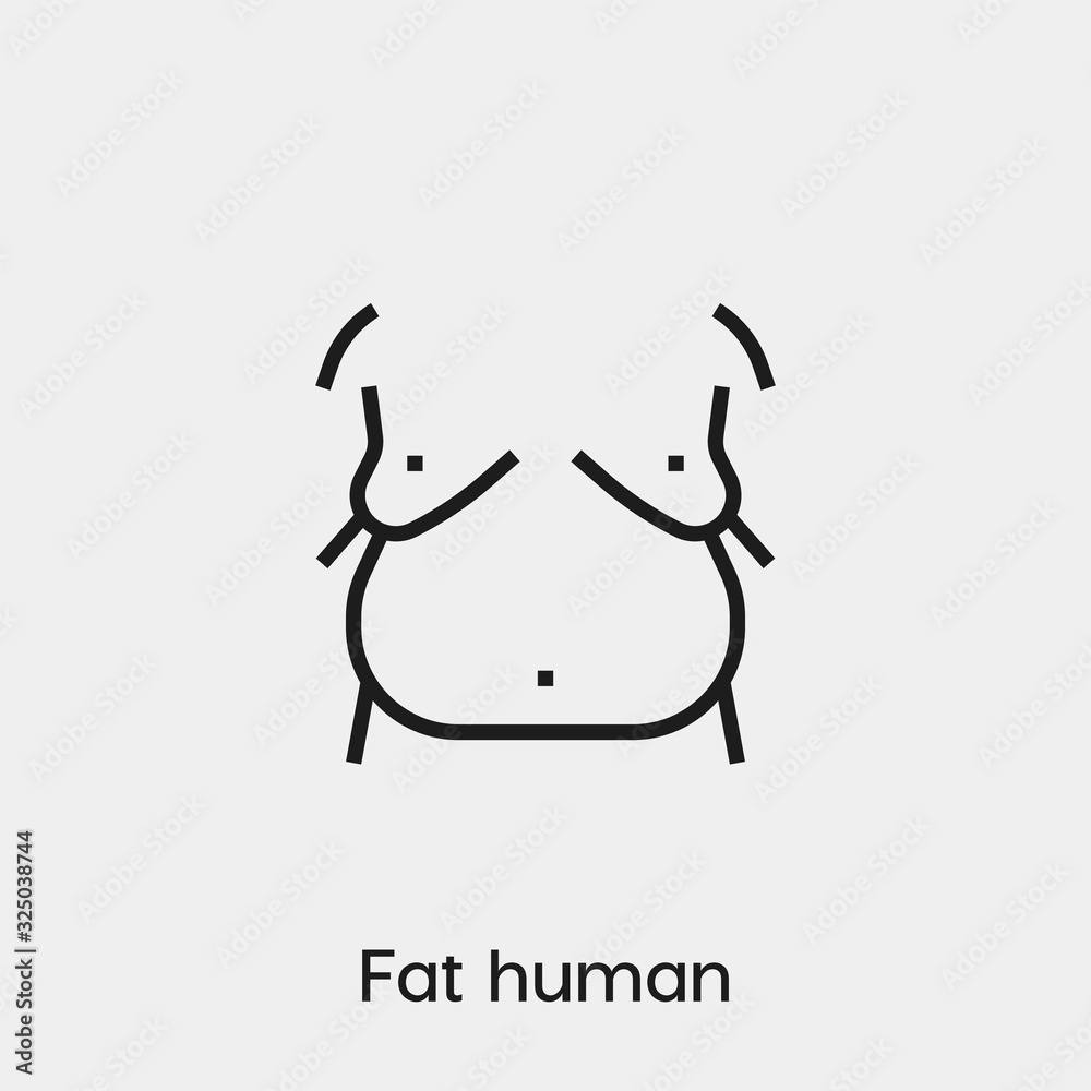 Fat human icon vector. Linear style sign for mobile concept and web ...