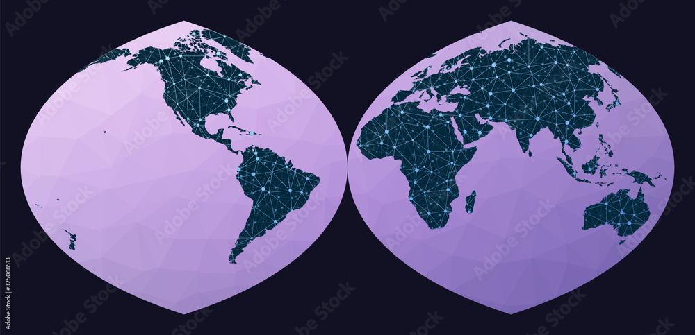 Vecteur Stock Communications network map. Quartic authalic projection ...