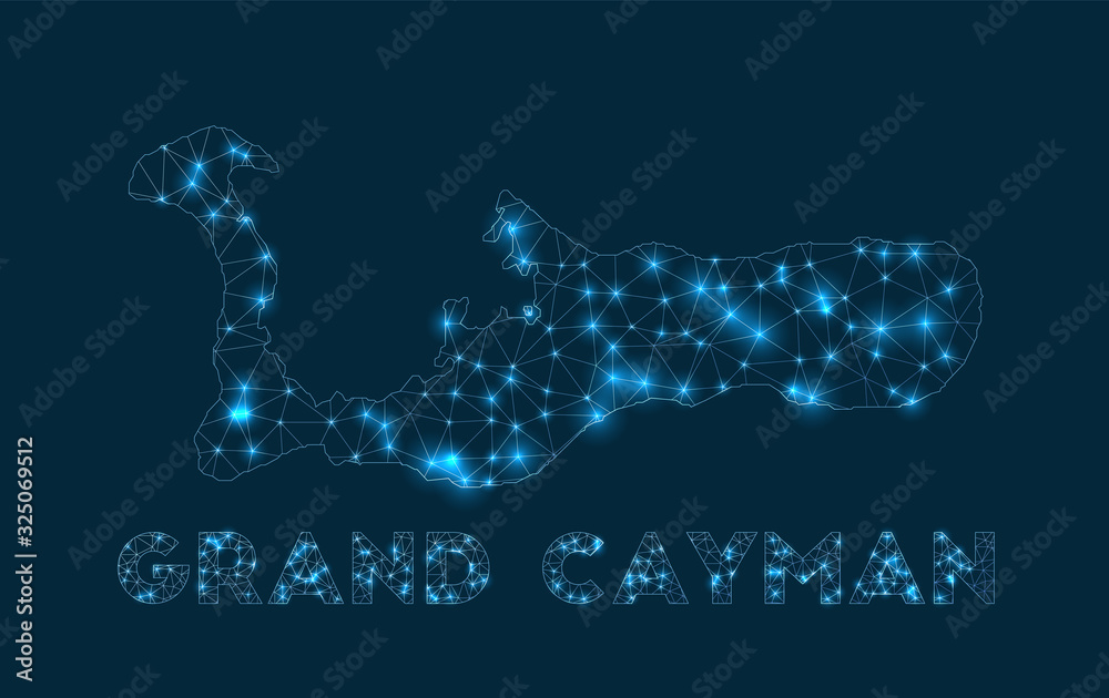 Grand Cayman network map. Abstract geometric map of the island ...