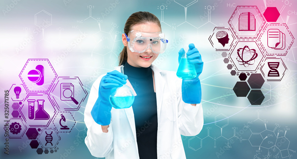 Medical Healthcare Research and Development - Scientist in hospital lab with science health ...