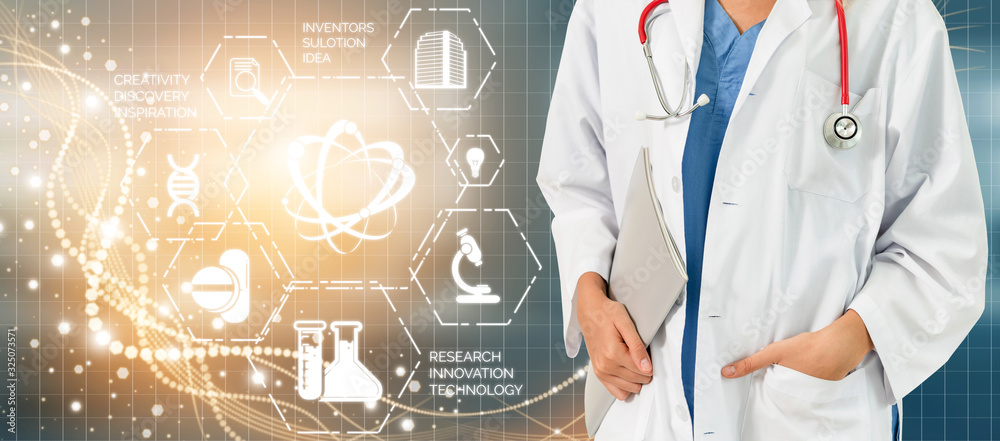 Medical Healthcare Research and Development Concept. Doctor in hospital ...