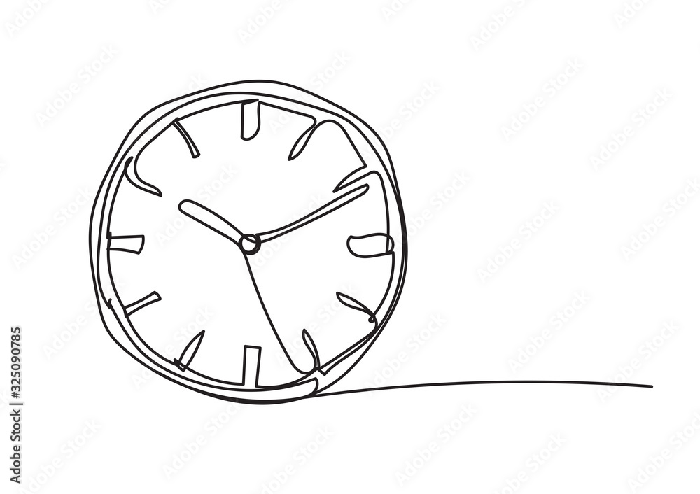 clock, line drawing style,vector design Stock Vector | Adobe Stock