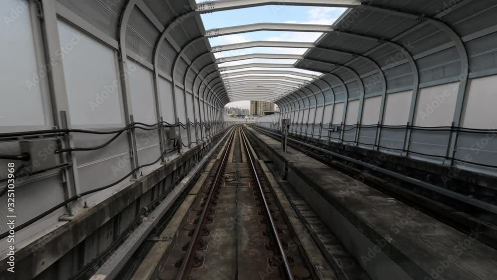 4k, POV Journey on modern driverless Taipei elevated Rail Metro System ...