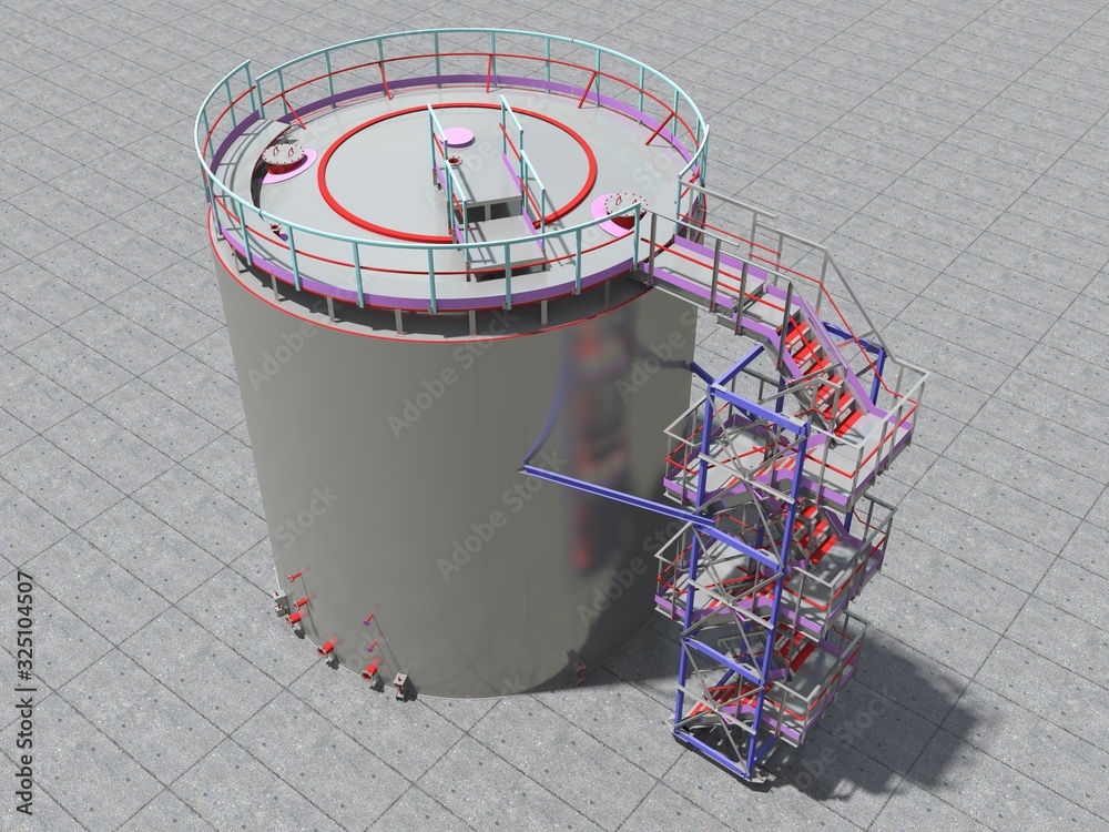 BIM project of an industrial oil storage tank for oil and gasoline. 3D ...