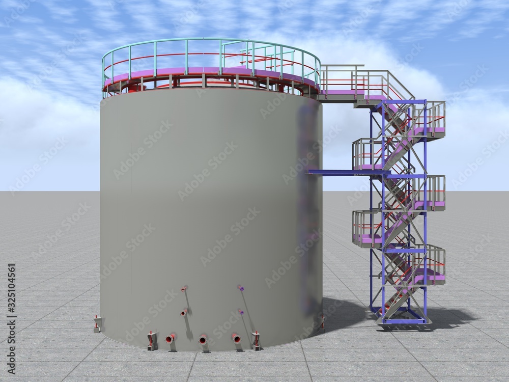BIM project of an industrial oil storage tank for oil and gasoline. 3D ...