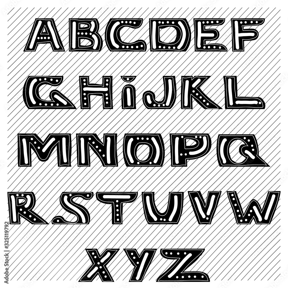 Latin alphabet drawn by hand. isolated letters for ease of use in your ...