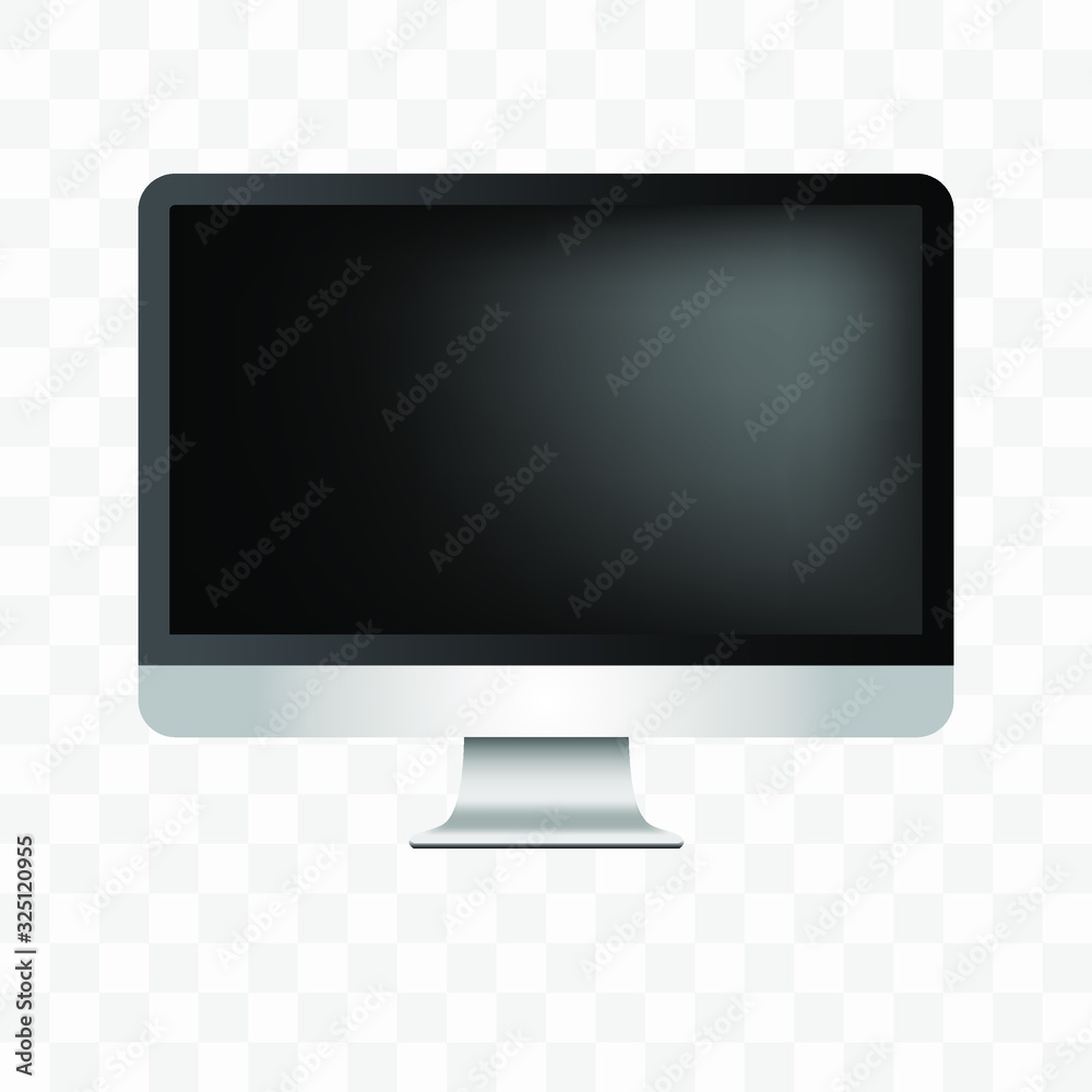 Realistic LCD TV Screen PC Monitor Mockup Template on Transparent ...