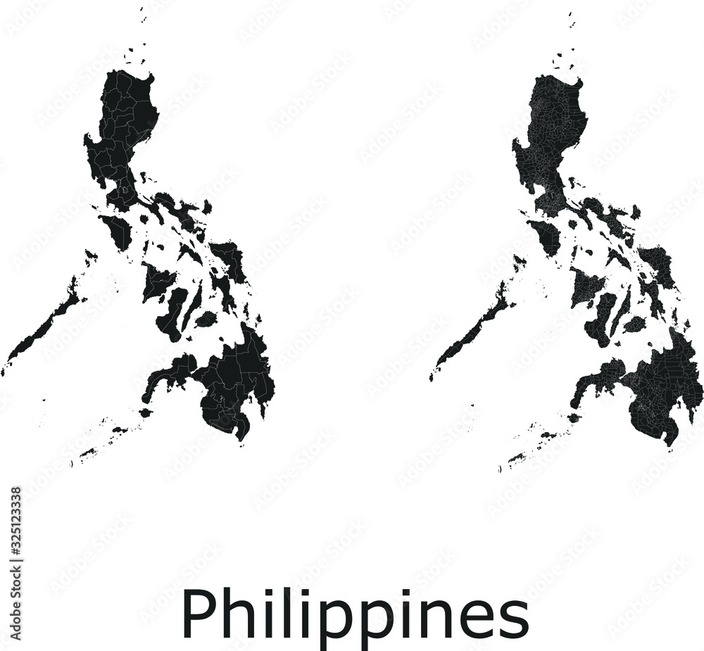 Philippines vector maps with administrative regions, municipalities ...