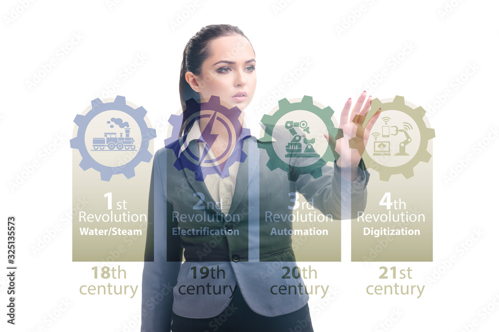 Industry 4.0 concept and stages of development Stock Photo | Adobe Stock