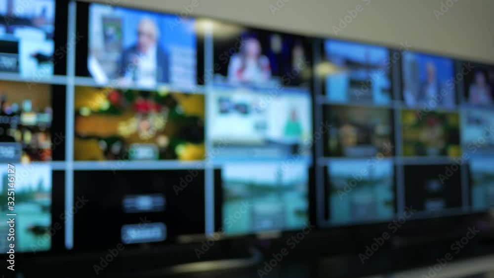TV Studio Gallery Background MultiView Screen 4K Chromakey Video ...