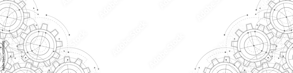 Technical drawing of gears .Rotating mechanism of round parts .Machine ...