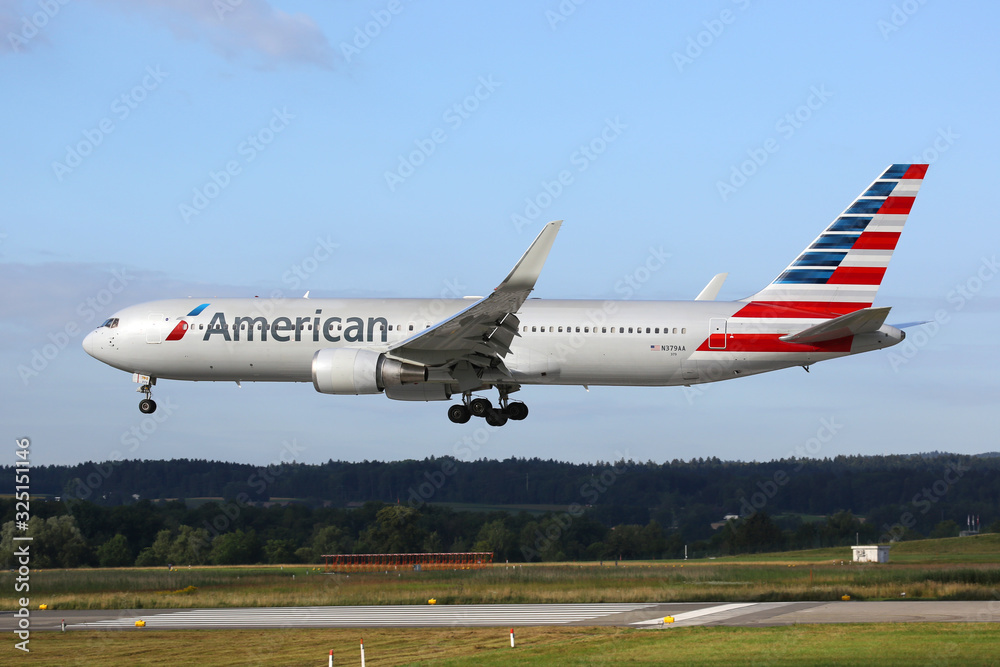 American Airlines Boeing 767-300ER airplane at Zurich airport Stock ...