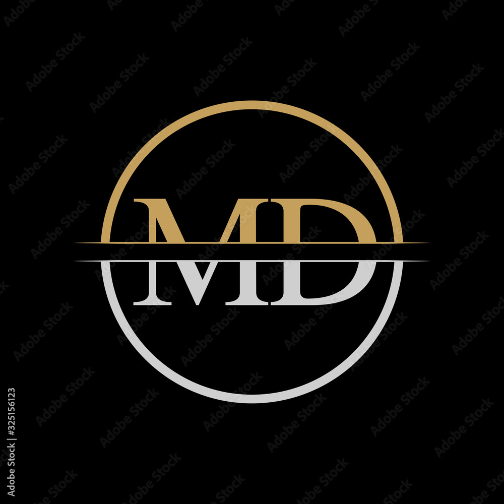 Initial MD letter Logo Design vector Template. Gold and Silver Letter ...