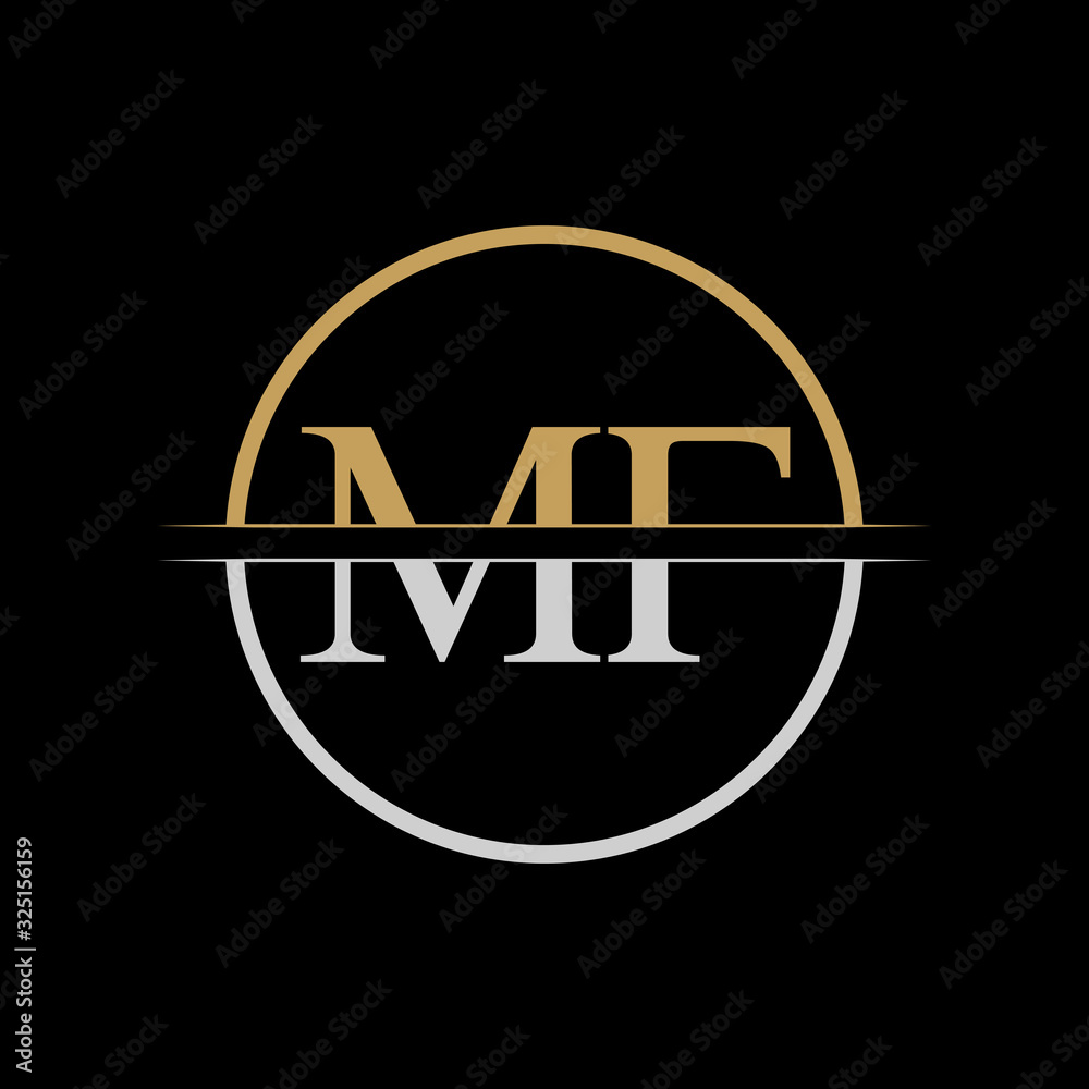 Initial MF letter Logo Design vector Template. Gold and Silver Letter ...