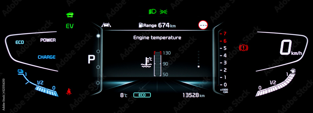 Modern LCD instrument cluster with fully digital engine temperature ...