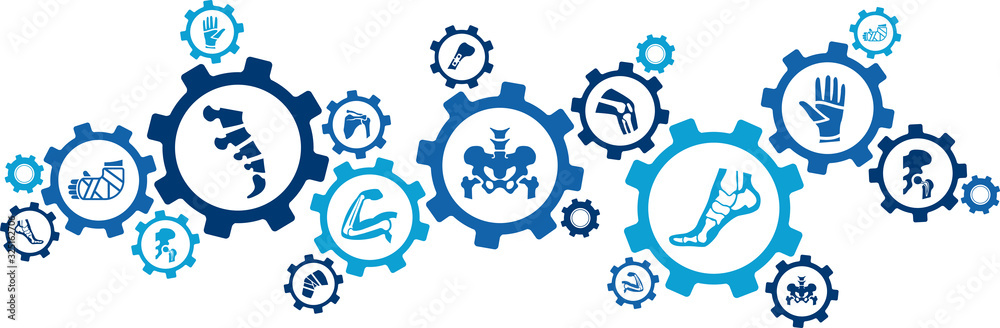 orthopedics vector illustration. Concept with connected icons related ...