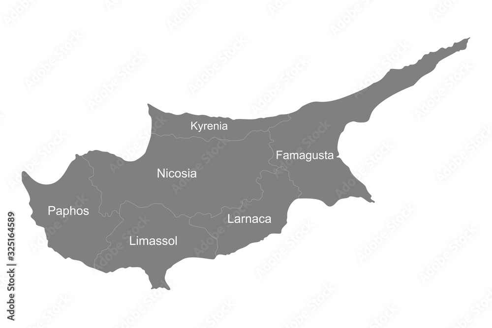 Cyprus political map with name labels. White background. Perfect for ...