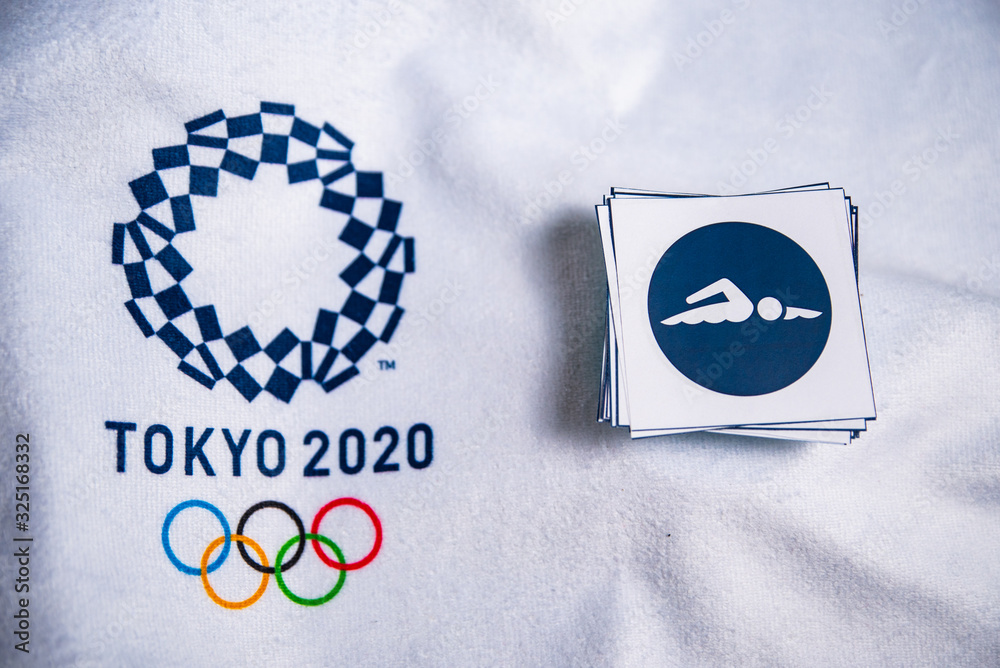 TOKYO, JAPAN, JANUARY. 20. 2020: Swimming Icon for summer olympic Game ...