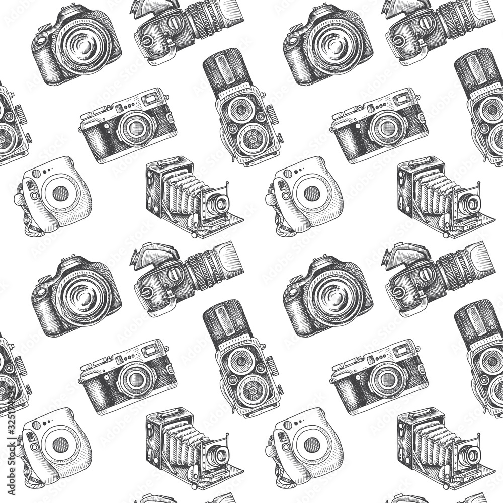 Sketch camera evolution. Style for the photographer. Camera pattern ...