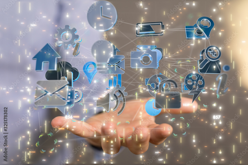 Big data visualization. Network connection structure Stock Photo ...