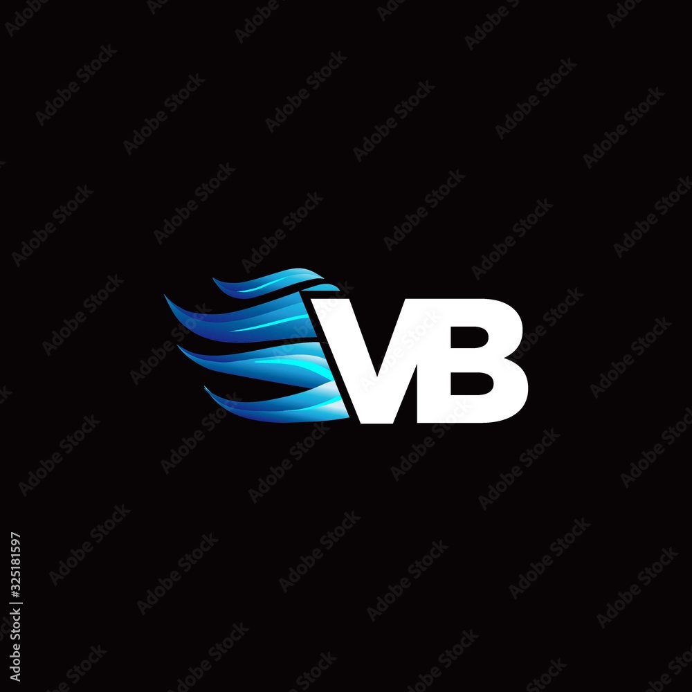 VB monogram logo with blue fire style design template Stock Vector ...