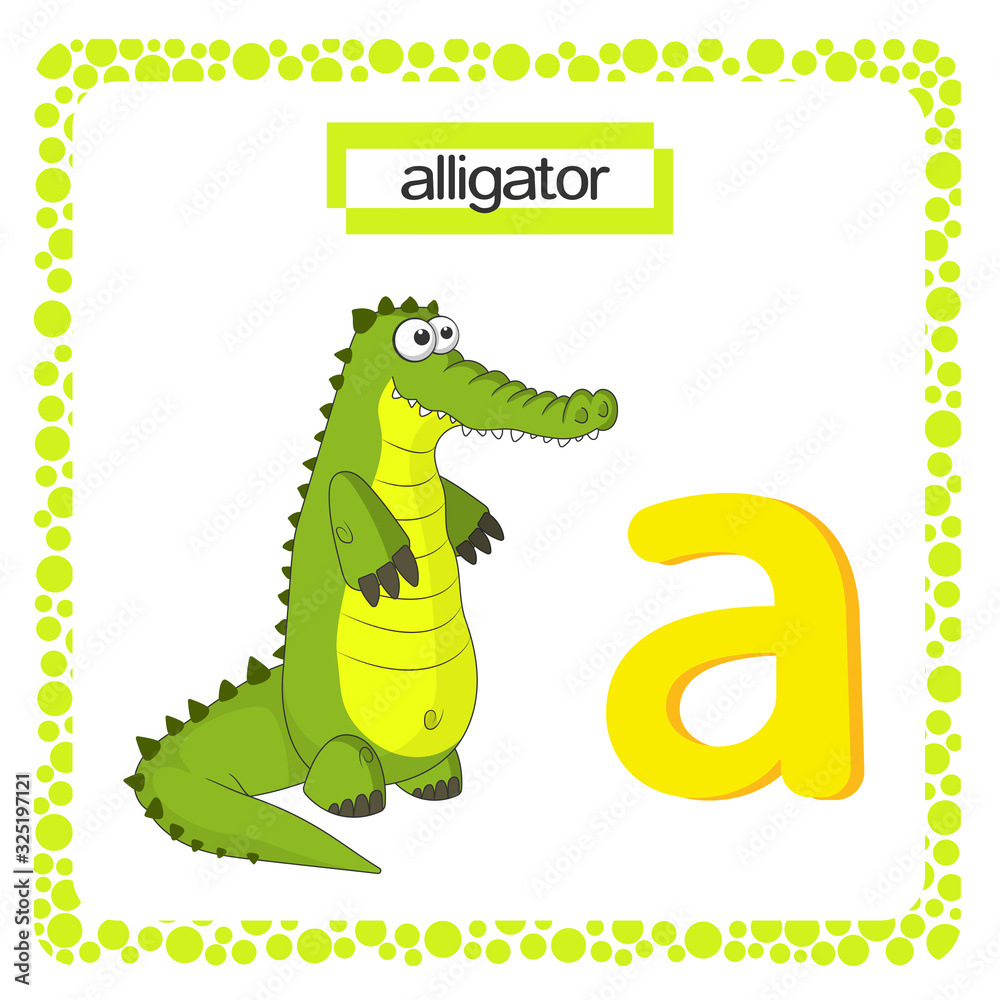 Lowercase Letter a. Alphabet letter a with funny alligator isolated on ...