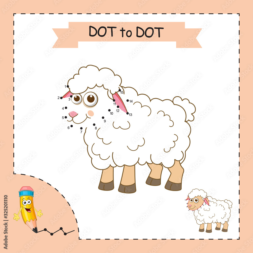 Dot to dot Game. Sheep. Connect the dots by numbers to draw the animal ...