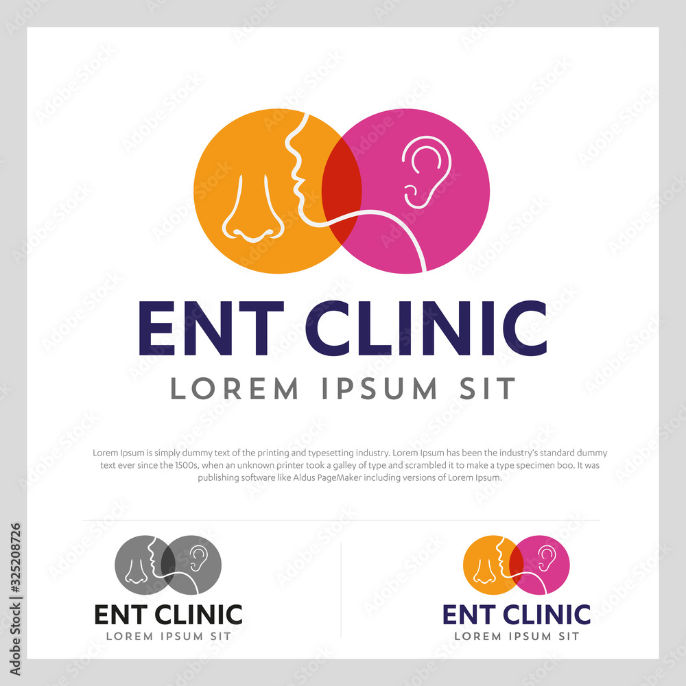 ENT logo Head for ear, nose, throat doctor. logo Line vector icon ...