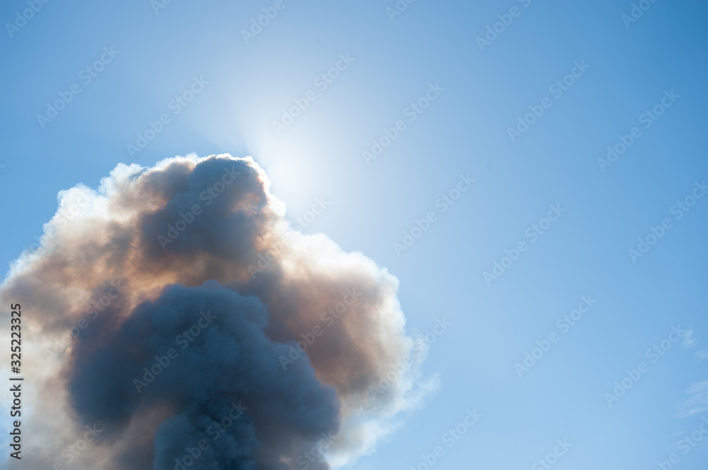 Plume of smoke, field fires for harvest sugarcane, Maui, Hawaii Stock ...