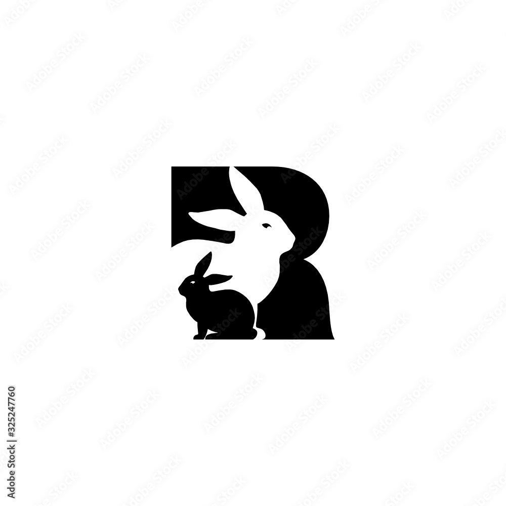 Letter R with rabbit logo design vector Stock Vector | Adobe Stock