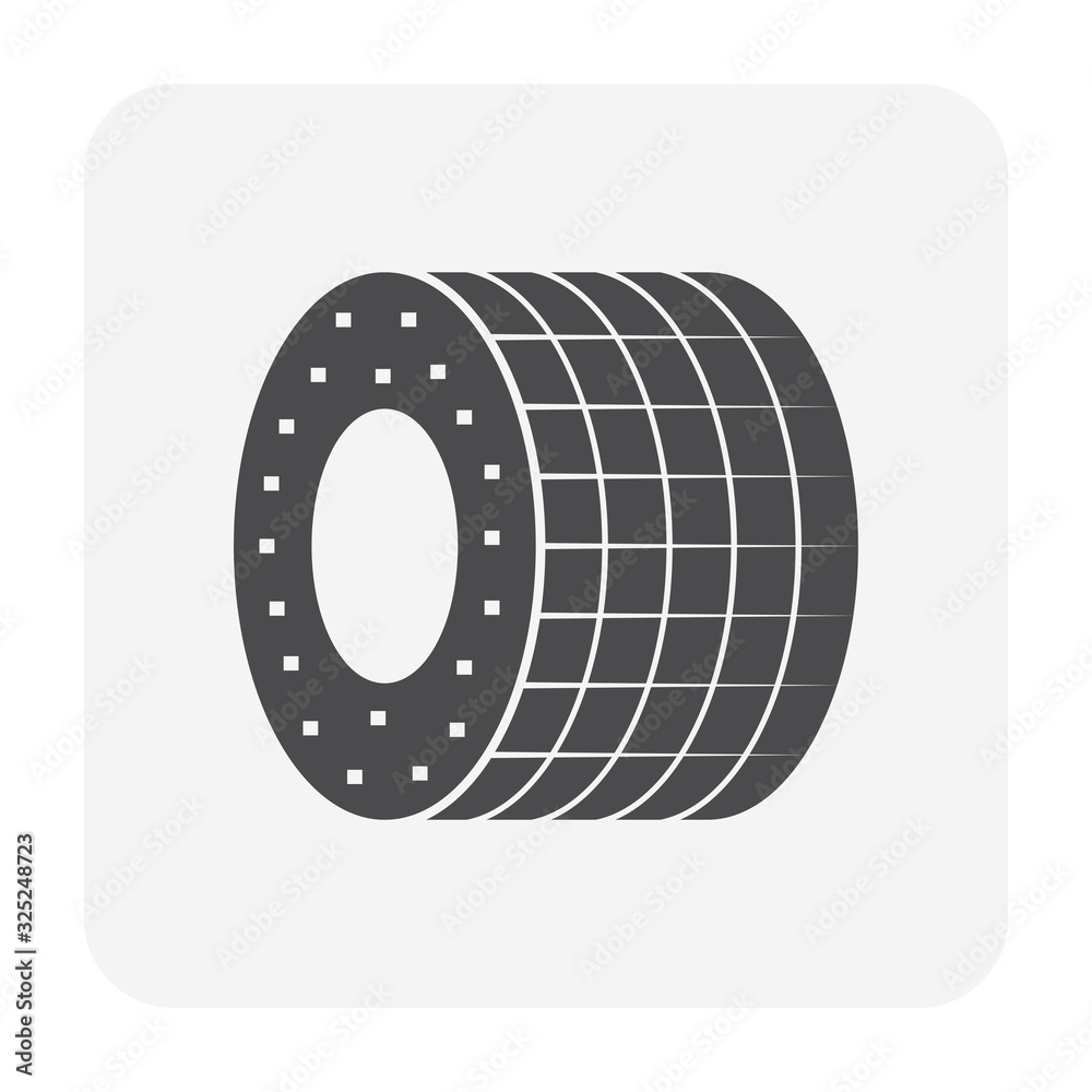 Thermal insulation for pipe, pipeline, tube or hose icon. Made from ...