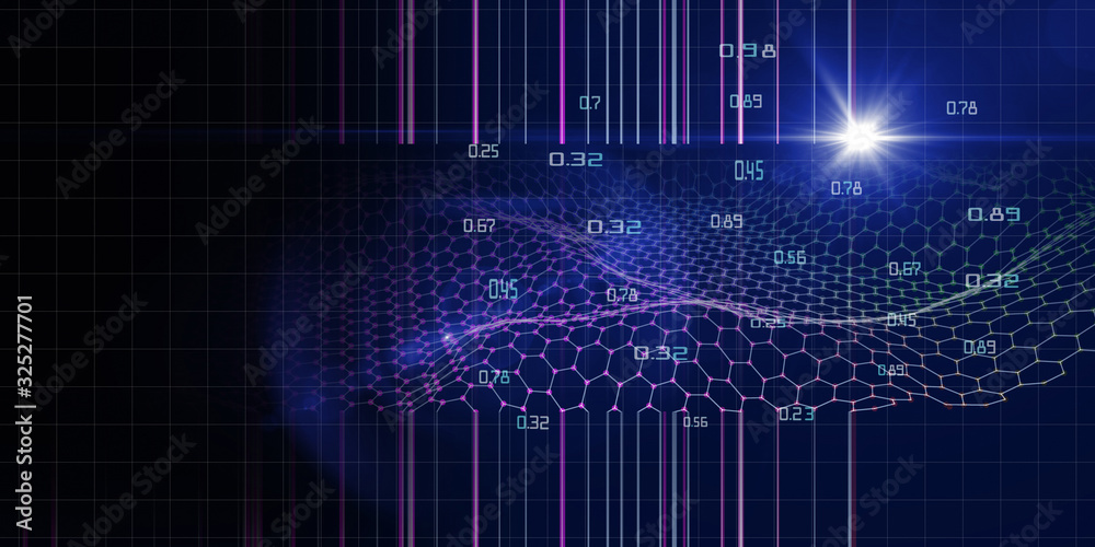 Abstract 3D illustration hexagon form of data analytics and technology ...