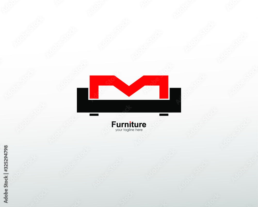 furniture logo letter M. with line art. modern template. isolated white ...