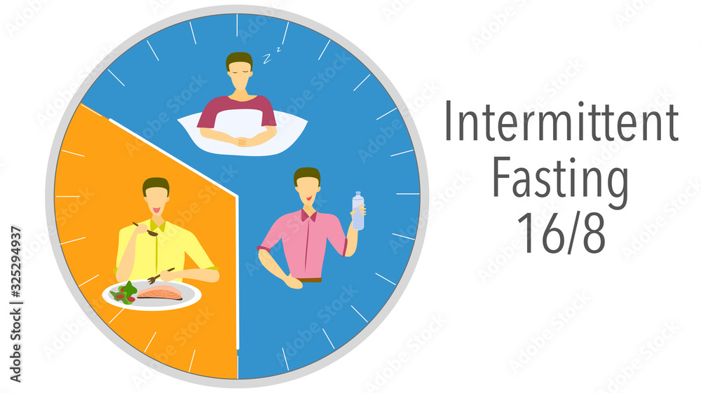 Vecteur Stock Intermittent fasting concept : IF 16 hours of fasting ...