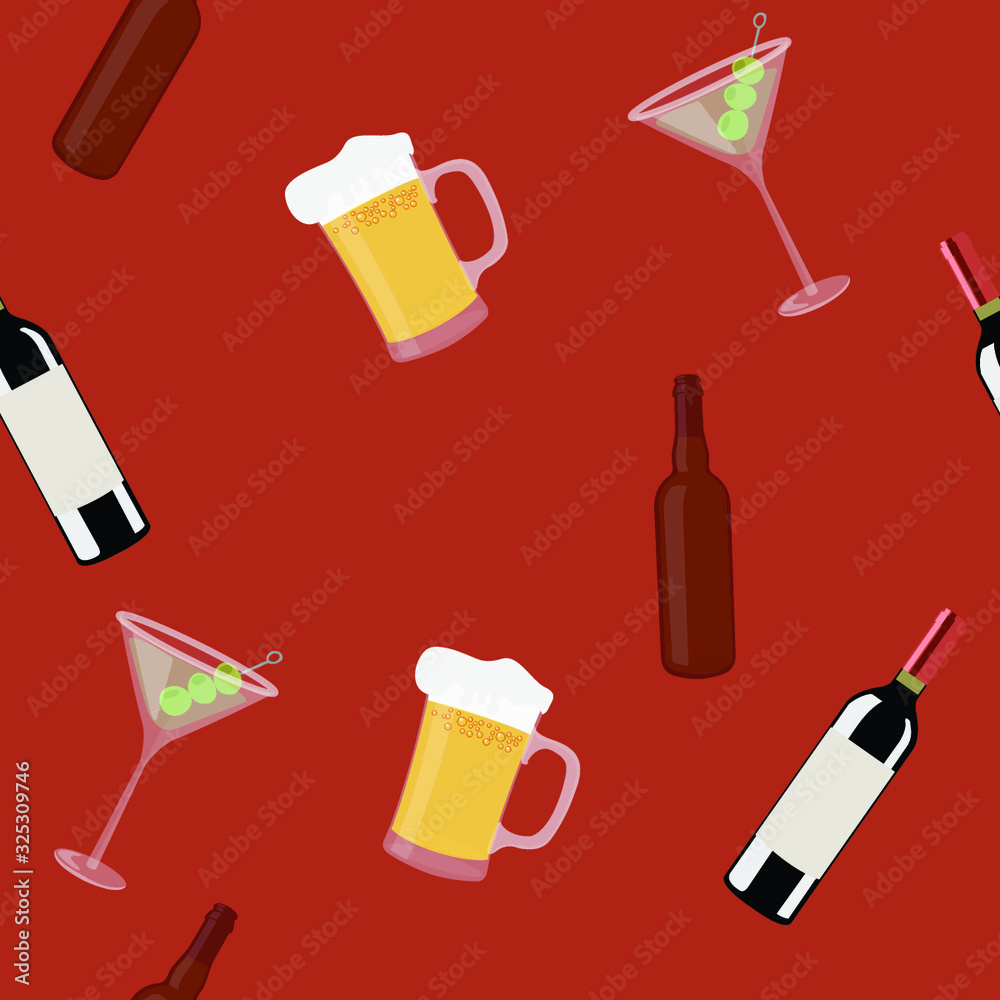 Vector Bar Themed Seamless Pattern Background Stock Vector | Adobe Stock